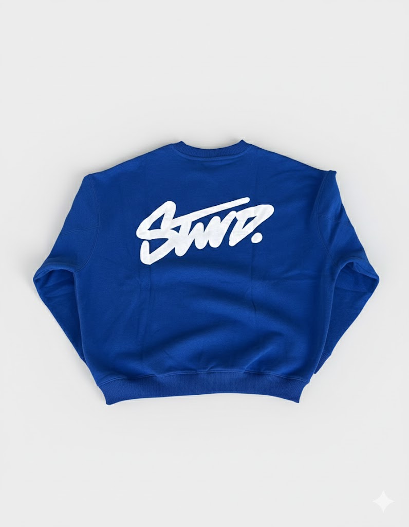 STWD Logo Embroidered Crewneck – Royal Blue – Darkdxb